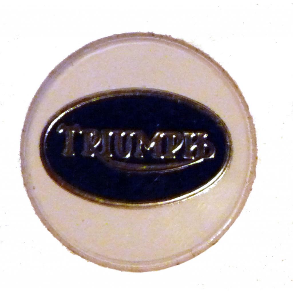 Triumph Small Round Badge - Silver Triumph Logo on Blue Lozenge