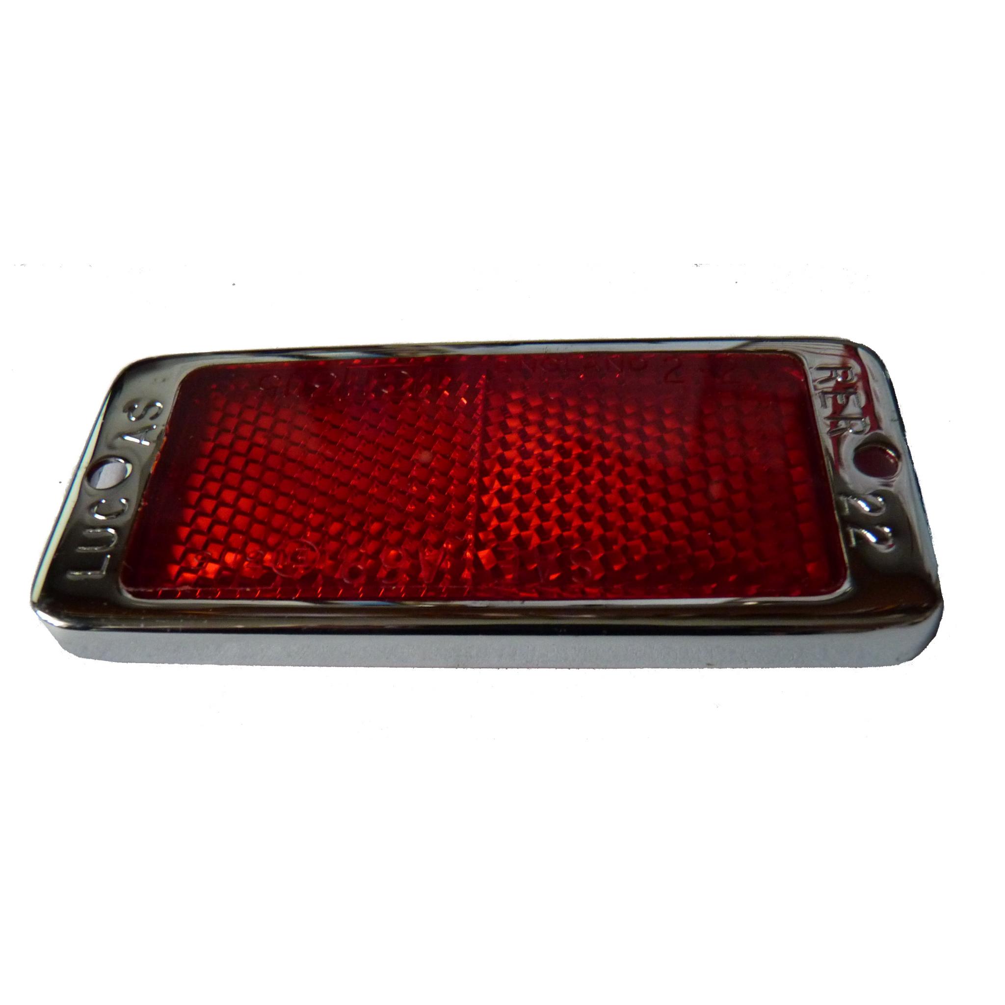 Lucas Red Rectangular Reflector RER22 with chrome surround