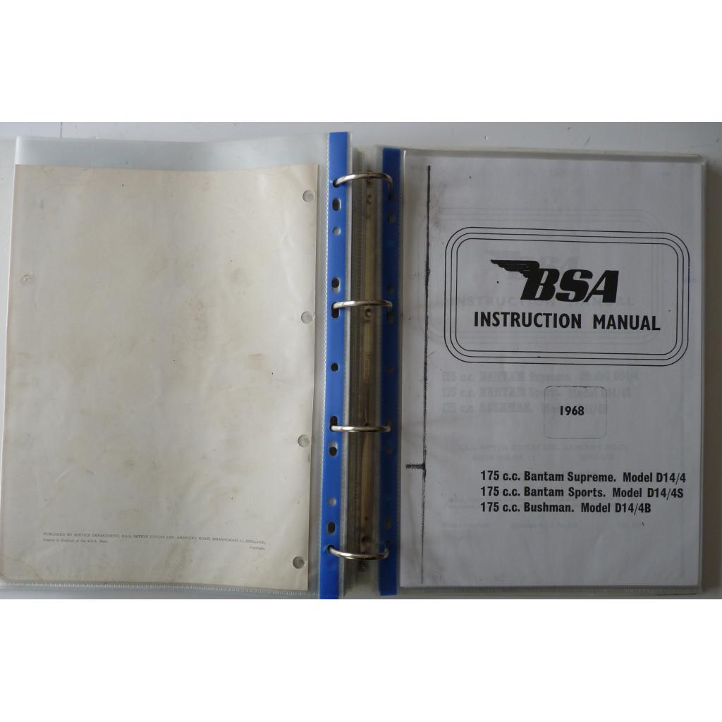 Original BSA Bantam D14/4 Workshop Manual in Ring Binder with ...