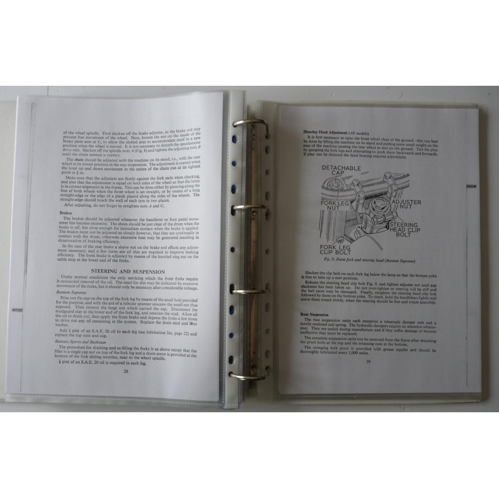 Original BSA Bantam D14/4 Workshop Manual in Ring Binder with ...