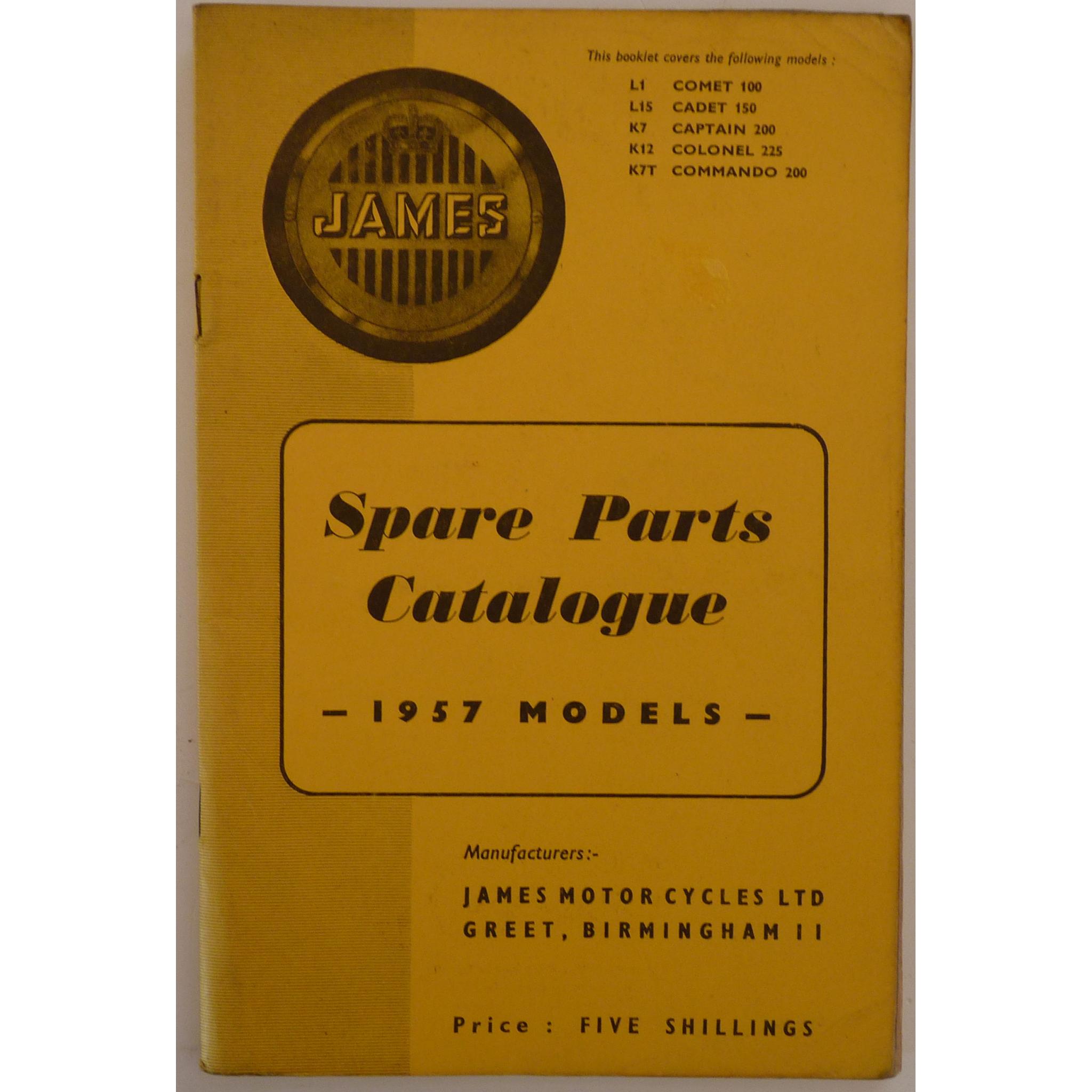 James Spare Parts List/Catalogue/Book for the 225cc Colonel Model K12 ...
