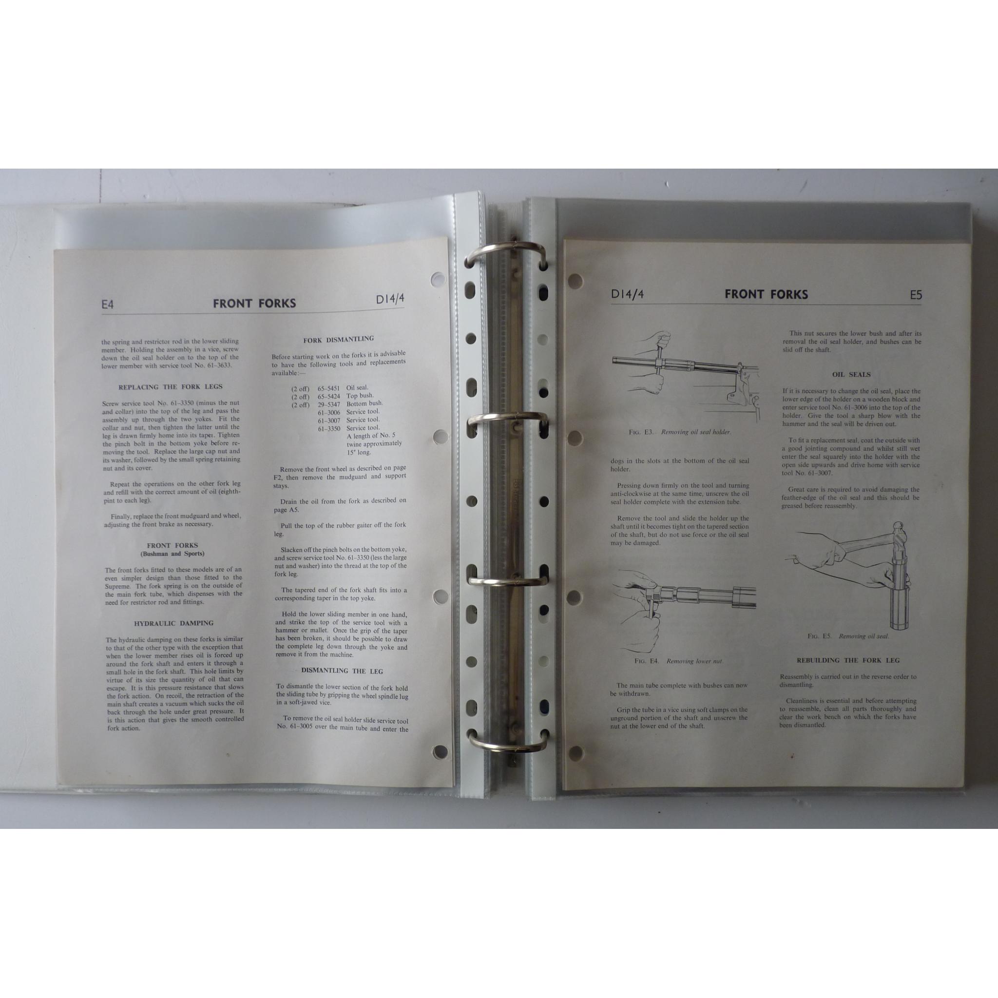 Original BSA Bantam D14/4 Workshop Manual in Ring Binder with ...